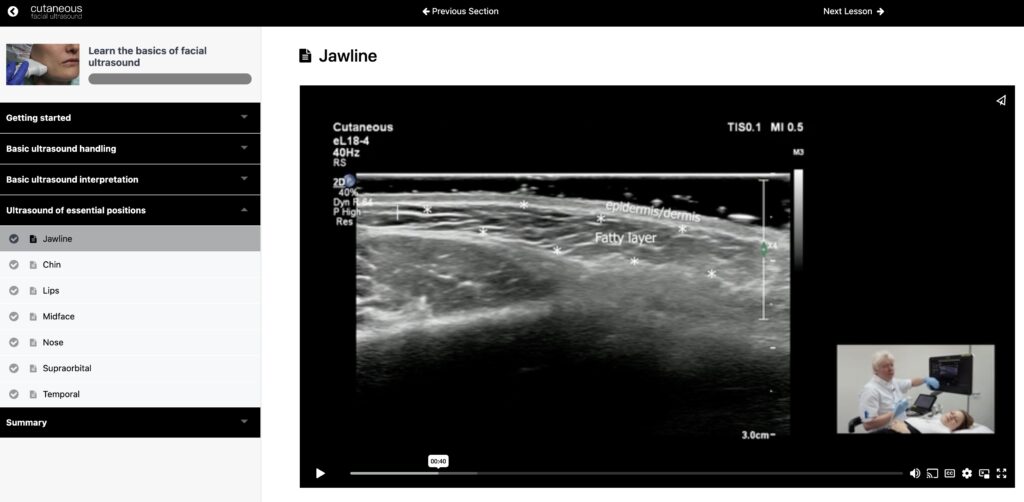 ONLINE COURSE - Facial ultrasound online course package - Cutaneous